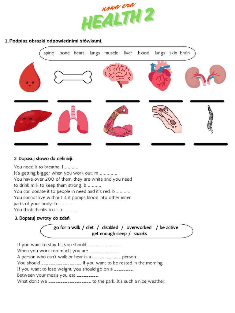 Health Vocabulary Exercises E8 | PDF