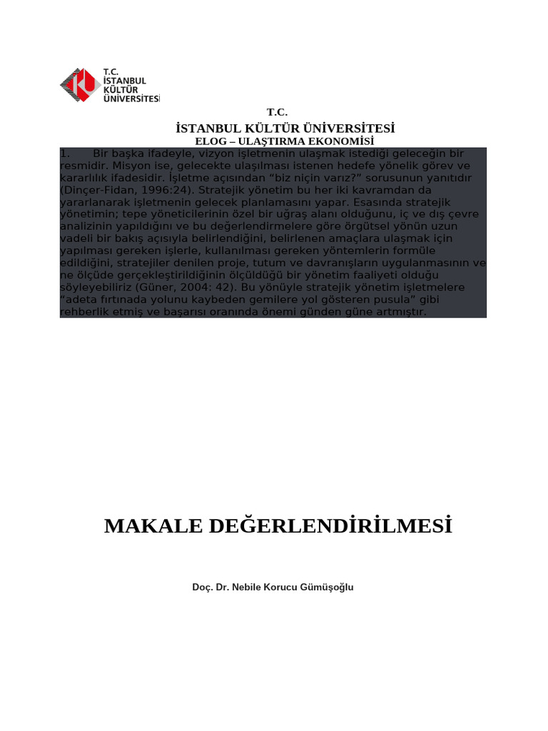Makale Değerlendirmesi | PDF