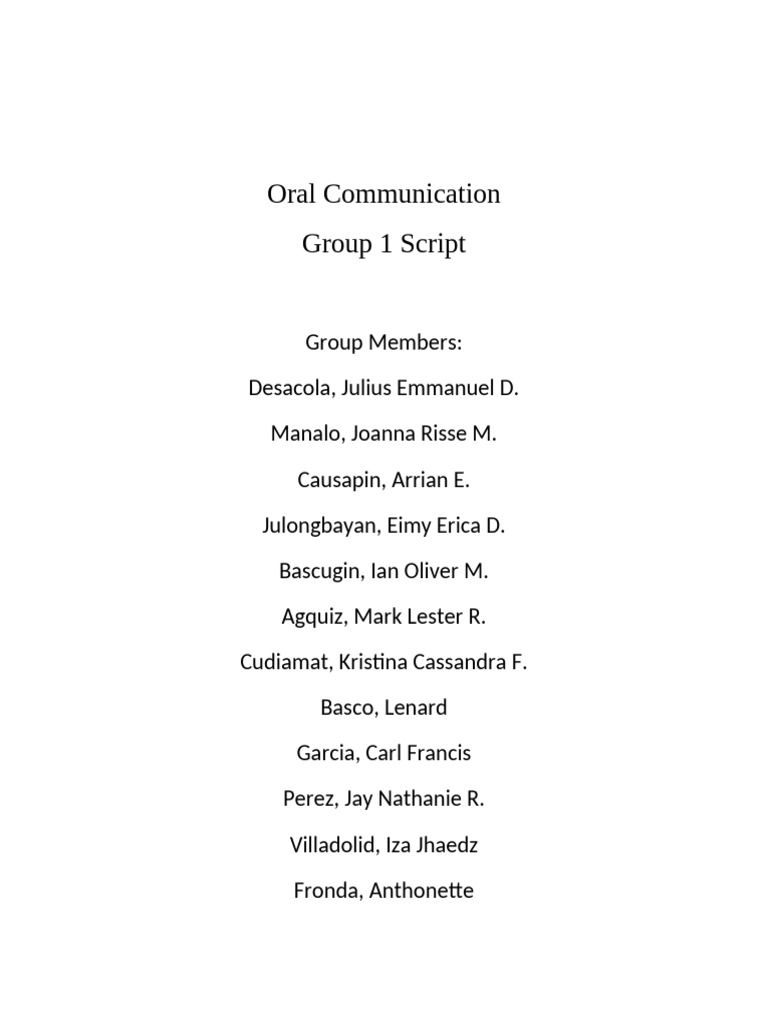 Oral Communication Script GROUP 1 | PDF