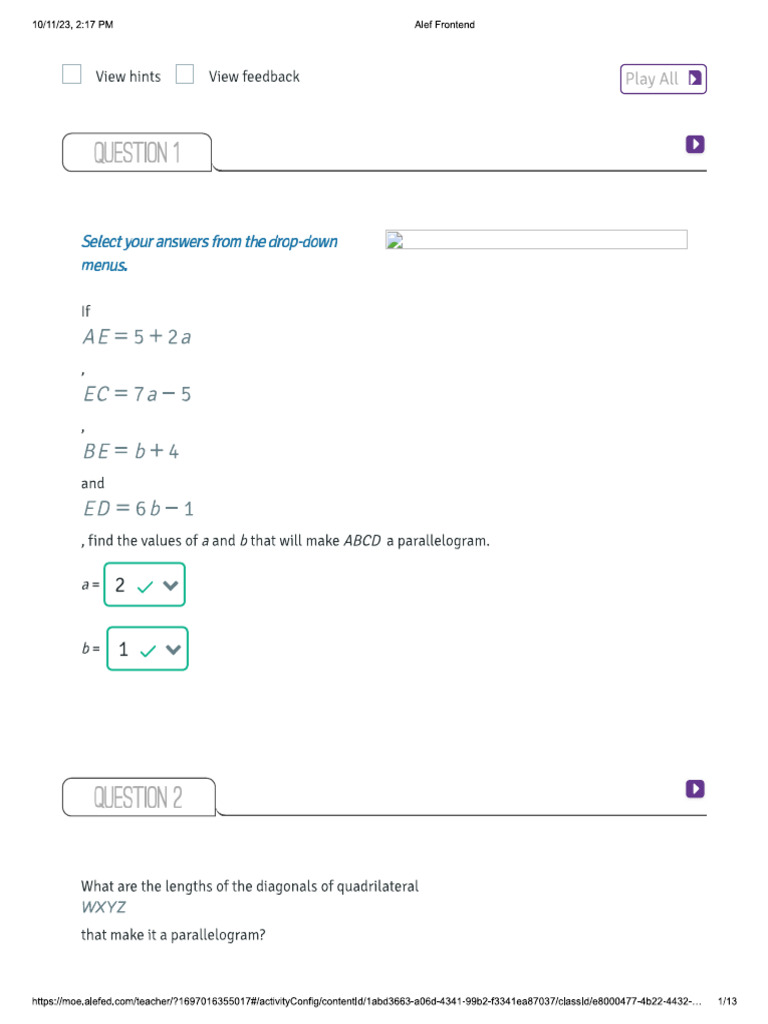 ALEF 20. Tests for Parallelograms | PDF