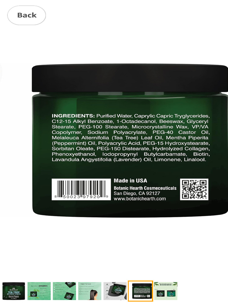 Botanic Hearth Tea Tree Shaping Cream, Hair Styling Cream With Collagen ...