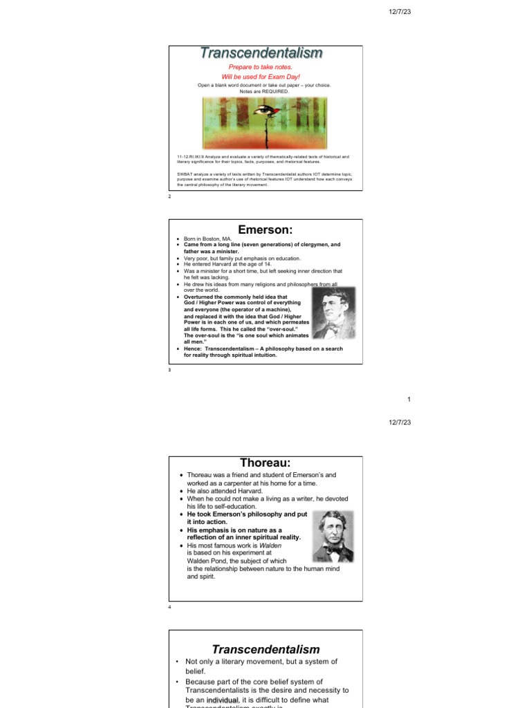 Transcendentalism and Nature Intro 23 | PDF | Transcendentalism