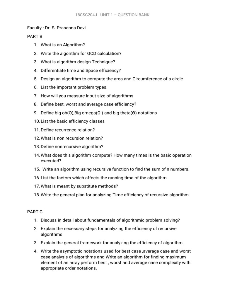 Unit1 Daa Question Bank | PDF