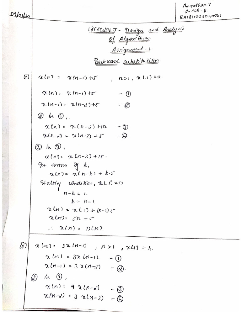 DAA Assignment 1 | PDF
