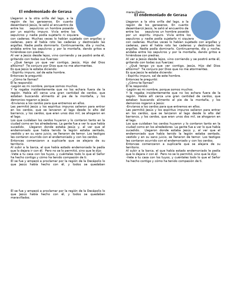 El endemoniado de Gerasa Mc. 5 | PDF