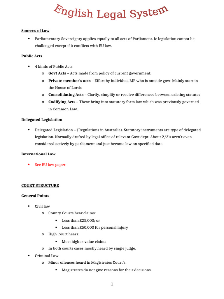 English Legal System | PDF | Statutory Interpretation | Appeal