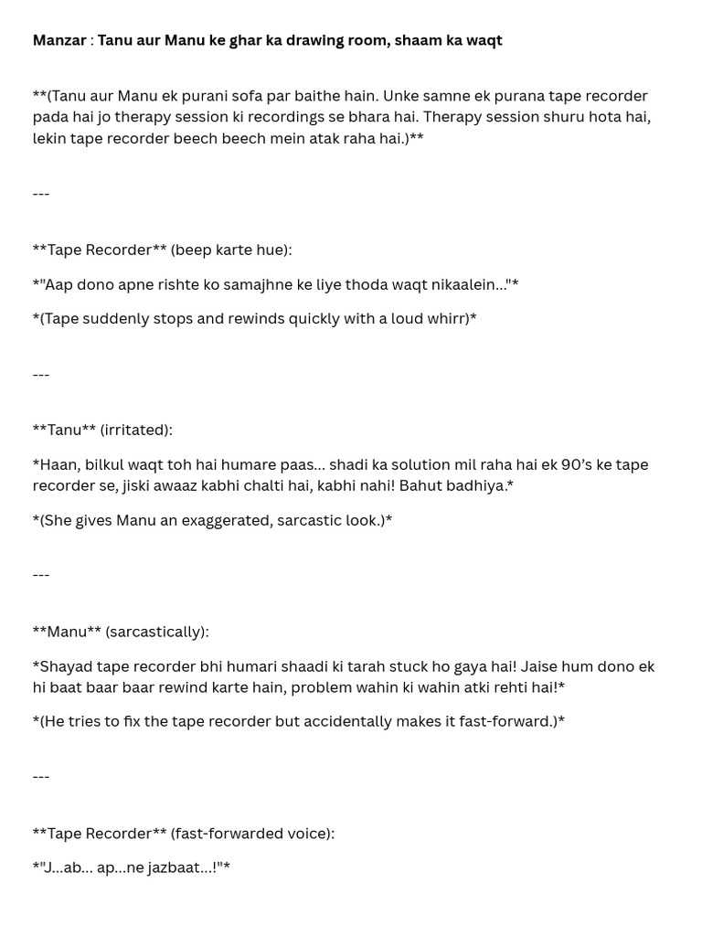 Tanu Weds Manu Return (Draft) | PDF