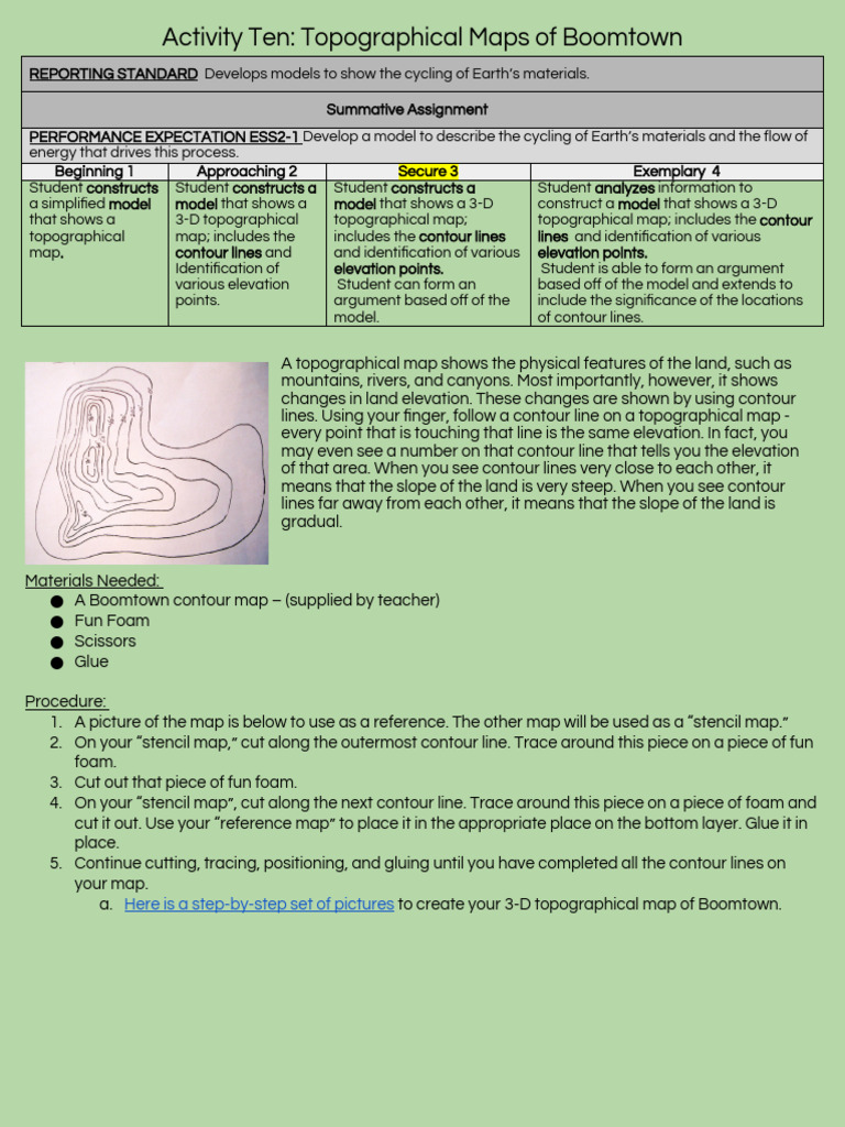 Activity Ten_ Topographical Maps of Boomtown-Colin | PDF | Contour Line ...