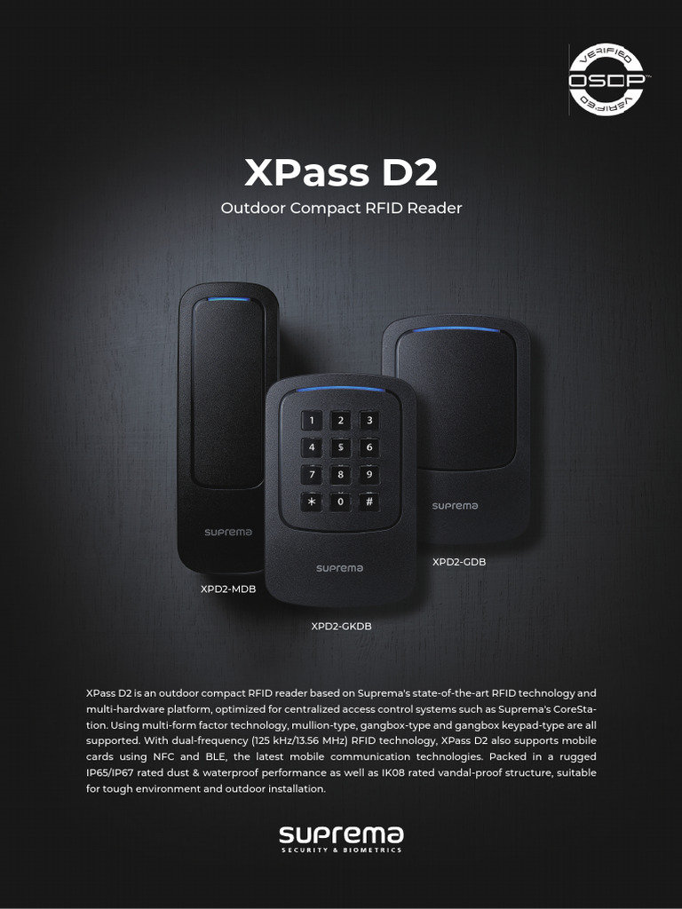 Documentation Lecteurs Suprema XPass D2 | PDF | Radio Frequency Identification | Computing