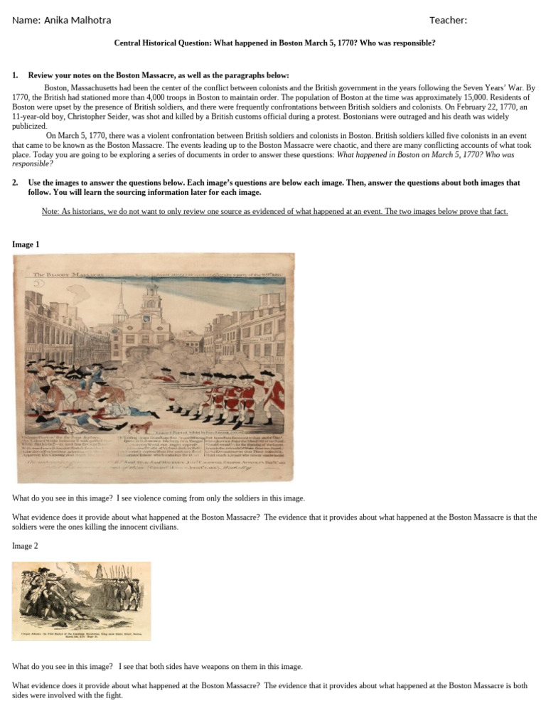 VUS.4c Boston Massacre SHEG-1 | PDF