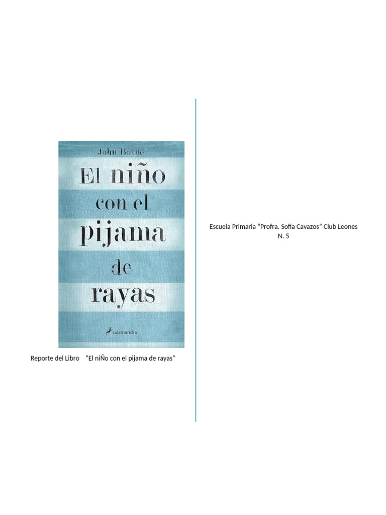 Análisis de "El niño con pijama de rayas" | PDF
