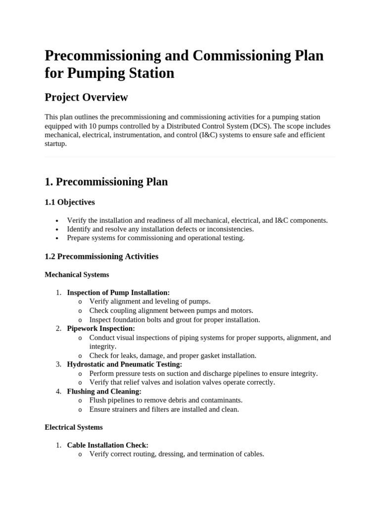 Pumping Station Precommissioning Guide | PDF | Pump | Instrumentation
