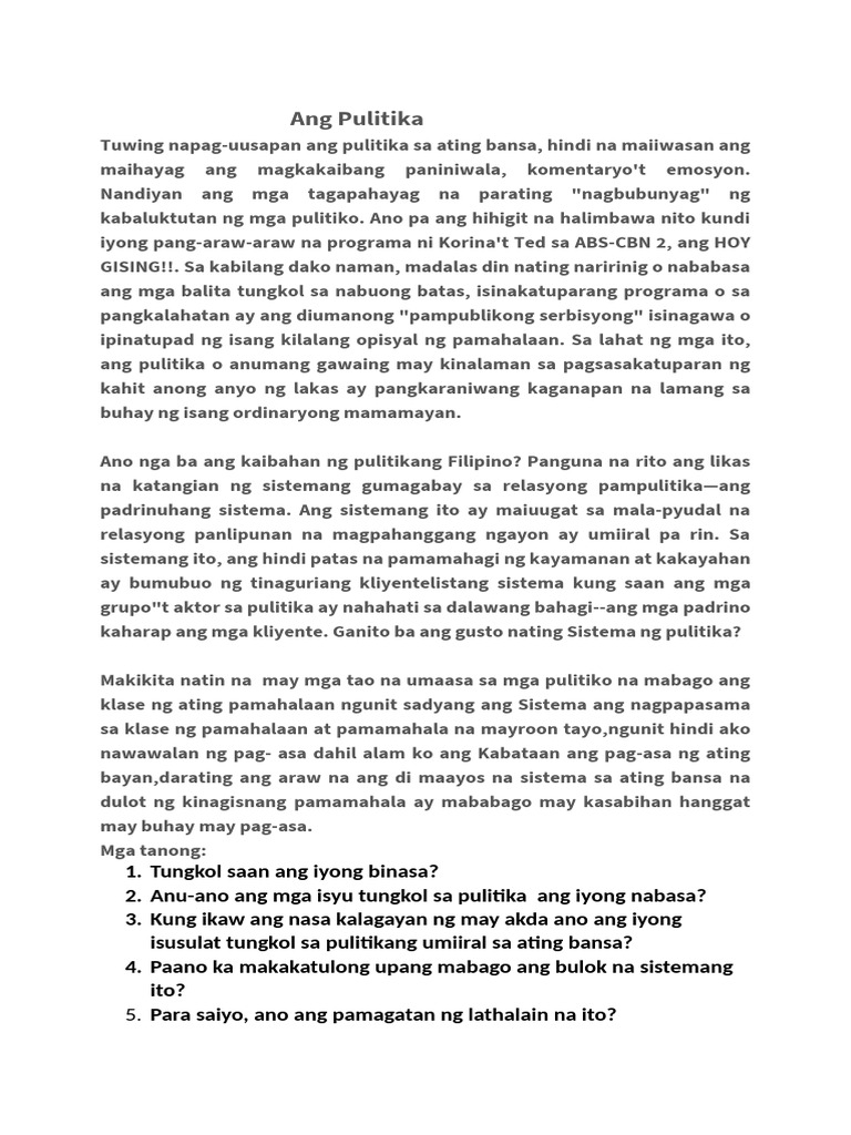 Ang Pulitika | PDF