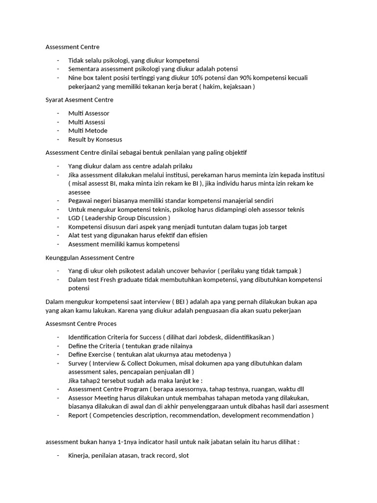 Keunggulan dan Metode Assessment Centre | PDF