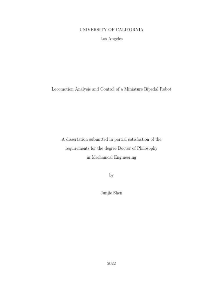 Locomotion Analysis And Control Of A Miniature Bipedal Robot Pdf