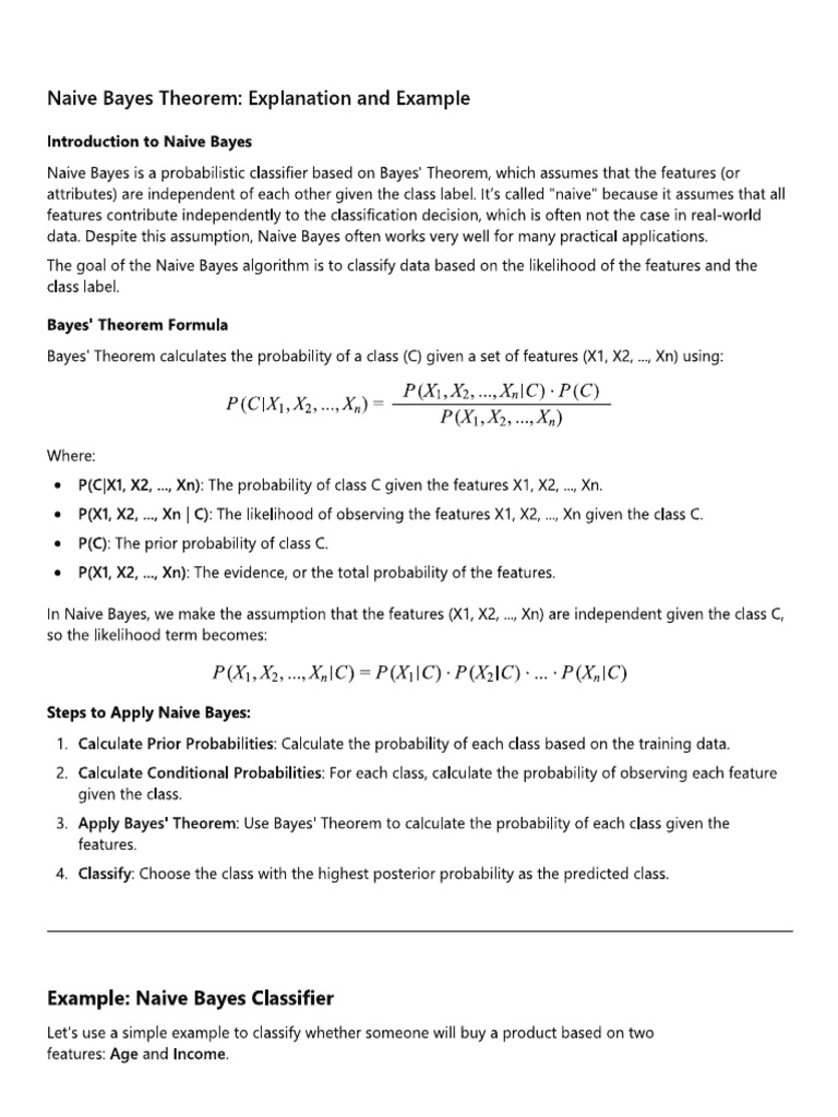 Naive Bayes Thereom | PDF