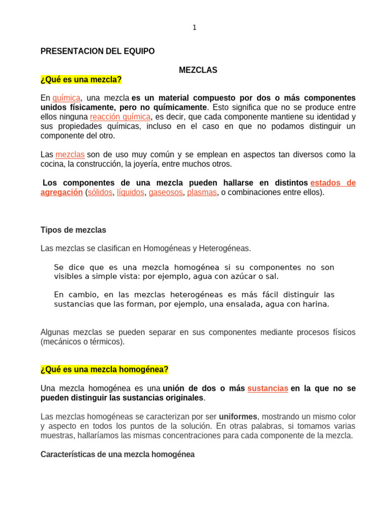 Definición y Ejemplos de Mezclas Homogéneas | PDF | Mezcla | Sustancias ...