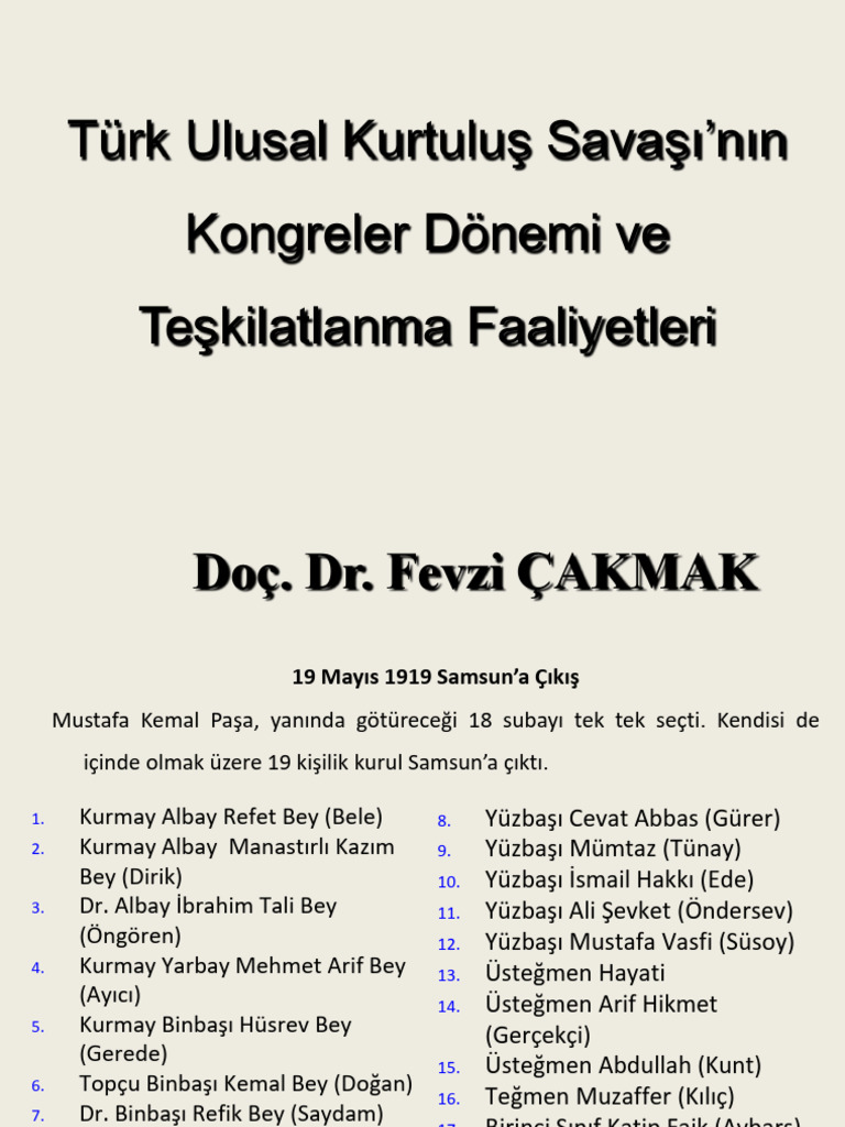 T RK Ulusal Kurtulu Sava N N Kongreler D Nemi Ve Te Kilatlanma Faaliyetleri | PDF