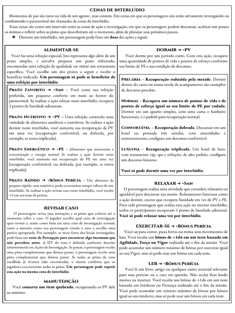 Cenas de Interlúdio - Ordem Paranormal | PDF