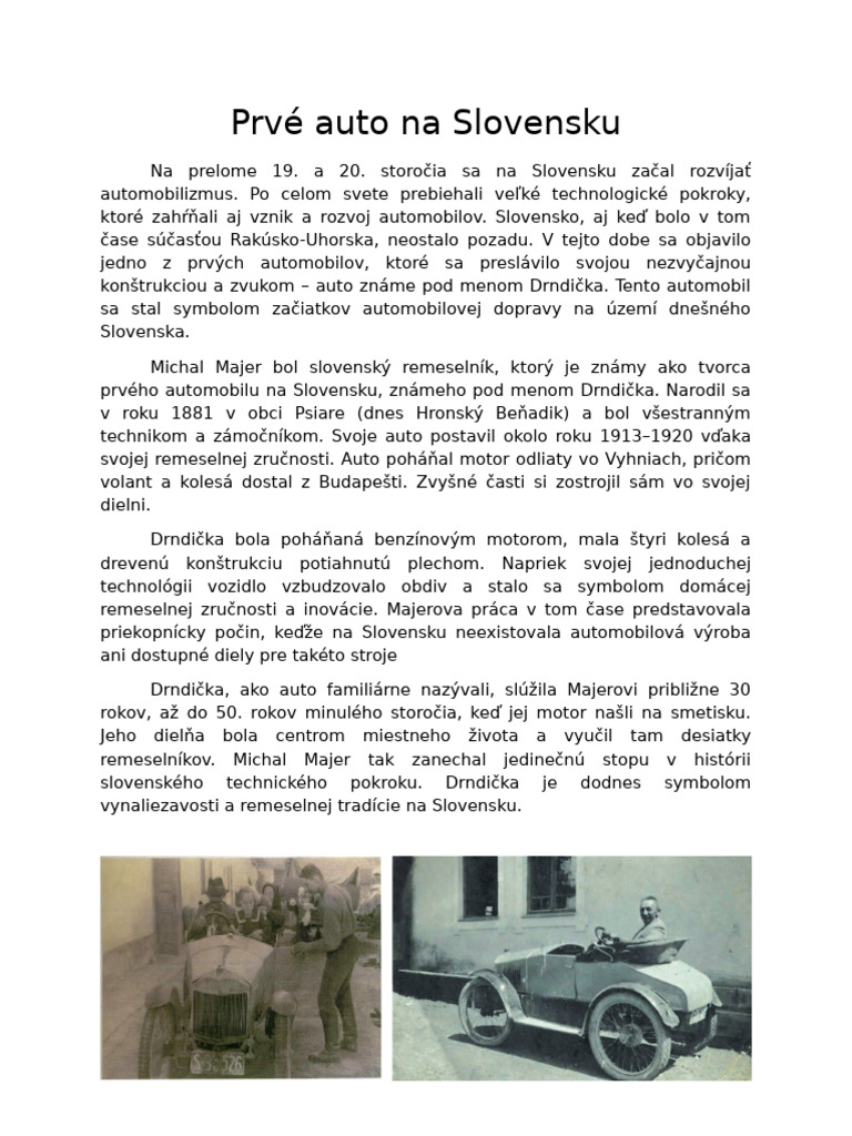 Prvé Auto Na Slovensku | PDF