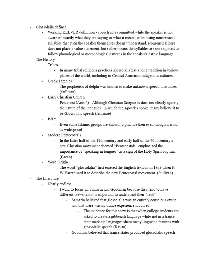 Understanding Glossolalia: Definition & History | PDF | Linguistics ...