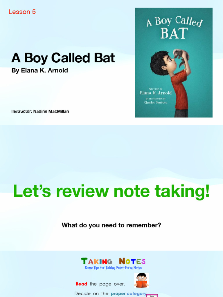 A Boy Called Bat Lesson 5 | PDF