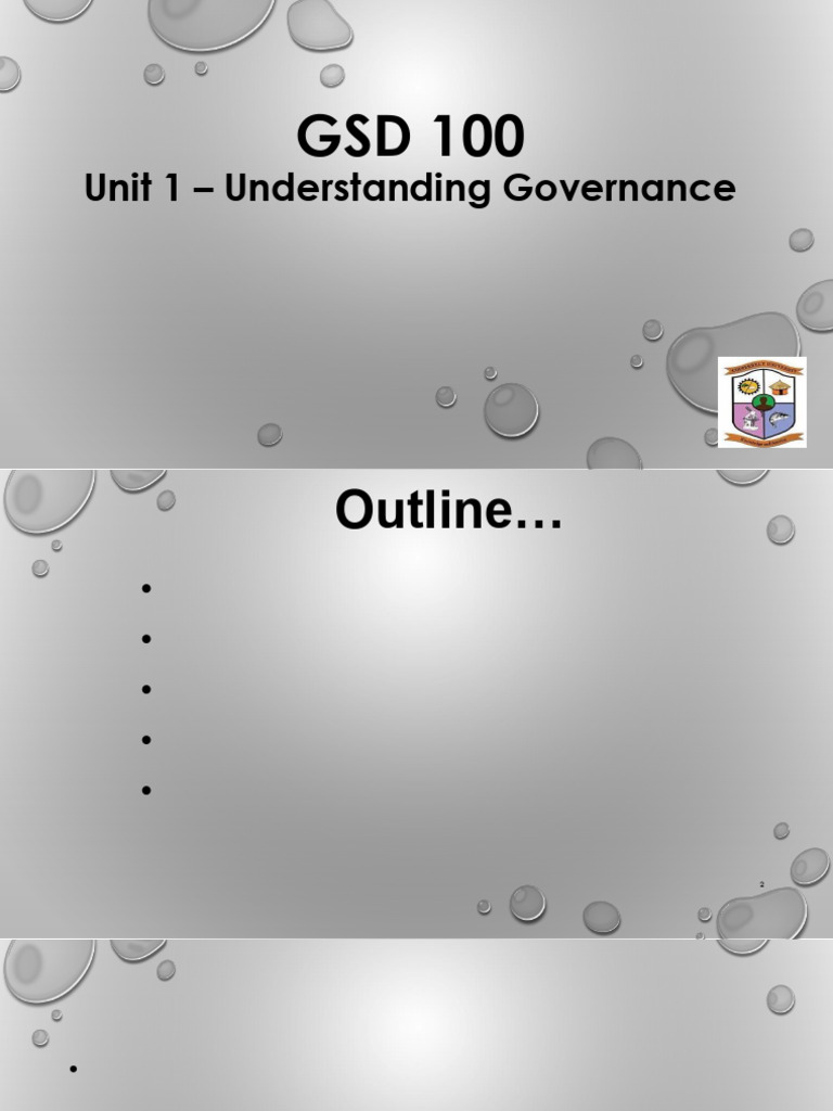 GSD 100 - Unit One - Session 1 | PDF | Governance | Institution