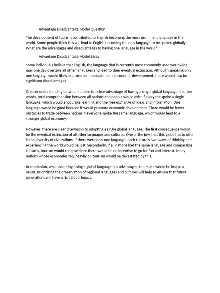 Advantages & Disadvantages Essay Language | PDF