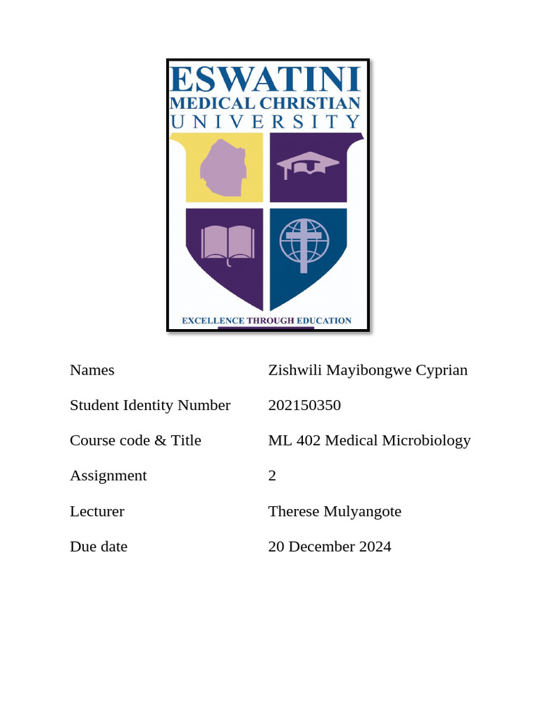ML 402 Medical Microbiology Assignment 2 | PDF | Urinary Tract Infection | Sepsis