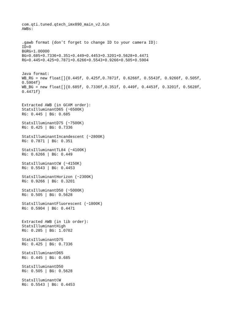 Com - Qti.tuned - Qtech Imx890 Main V2.bin D NF | PDF