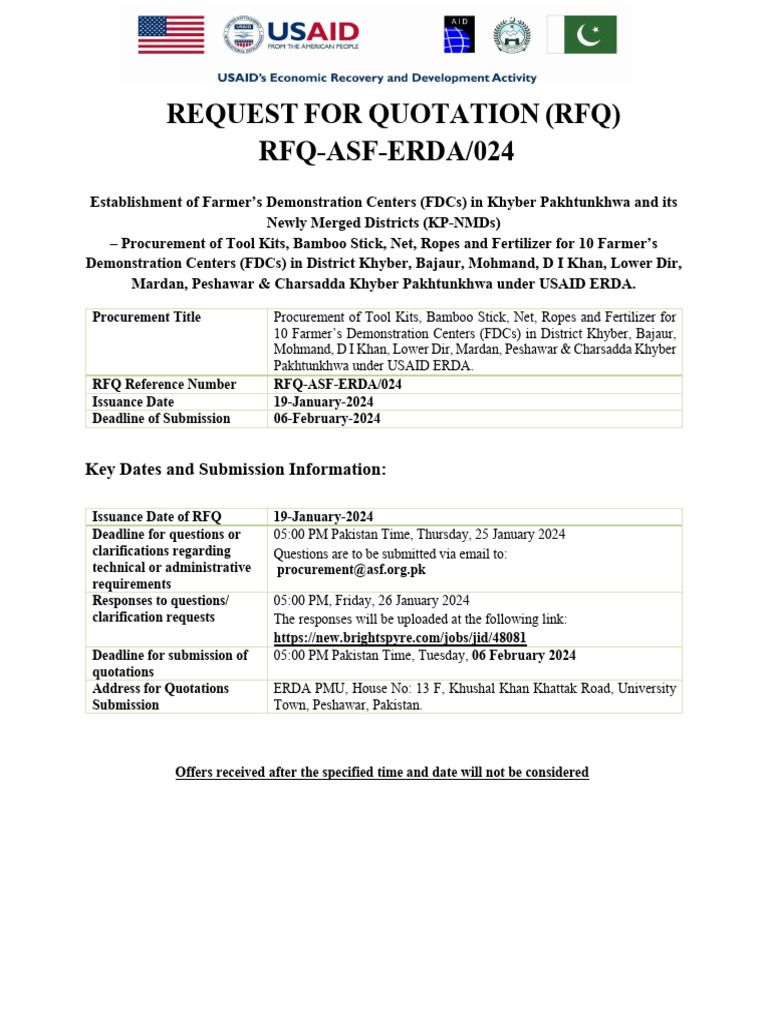 Job - RFQ ASF ERDA-024-FV | PDF | Value Added Tax