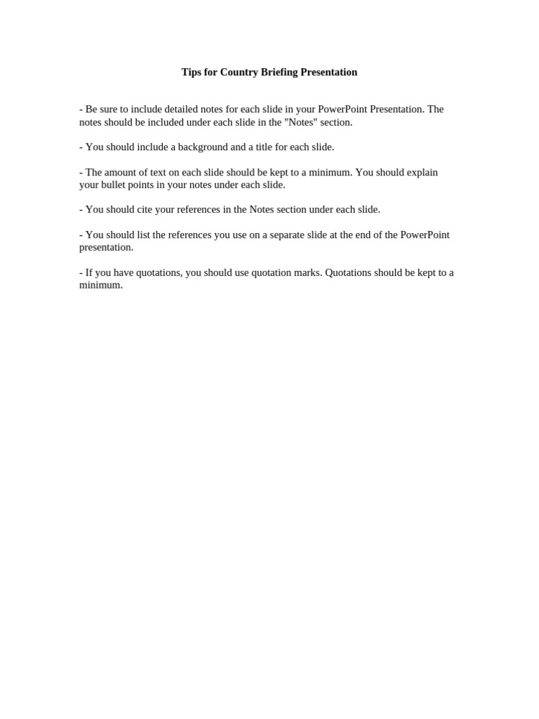 Country Briefing - Tips For Presentation - Winter | PDF