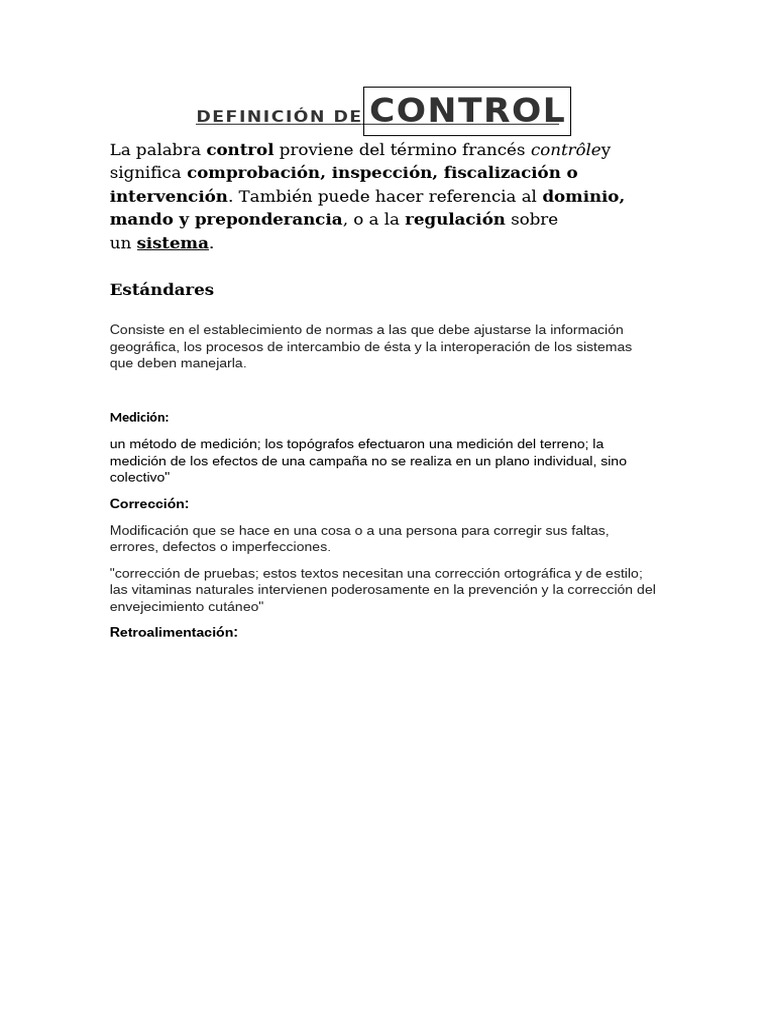 Control: Definición de | PDF