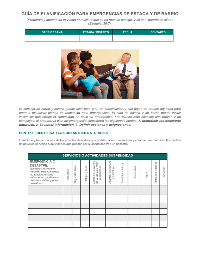 Plan Emergencias Estaca y Barrio | PDF