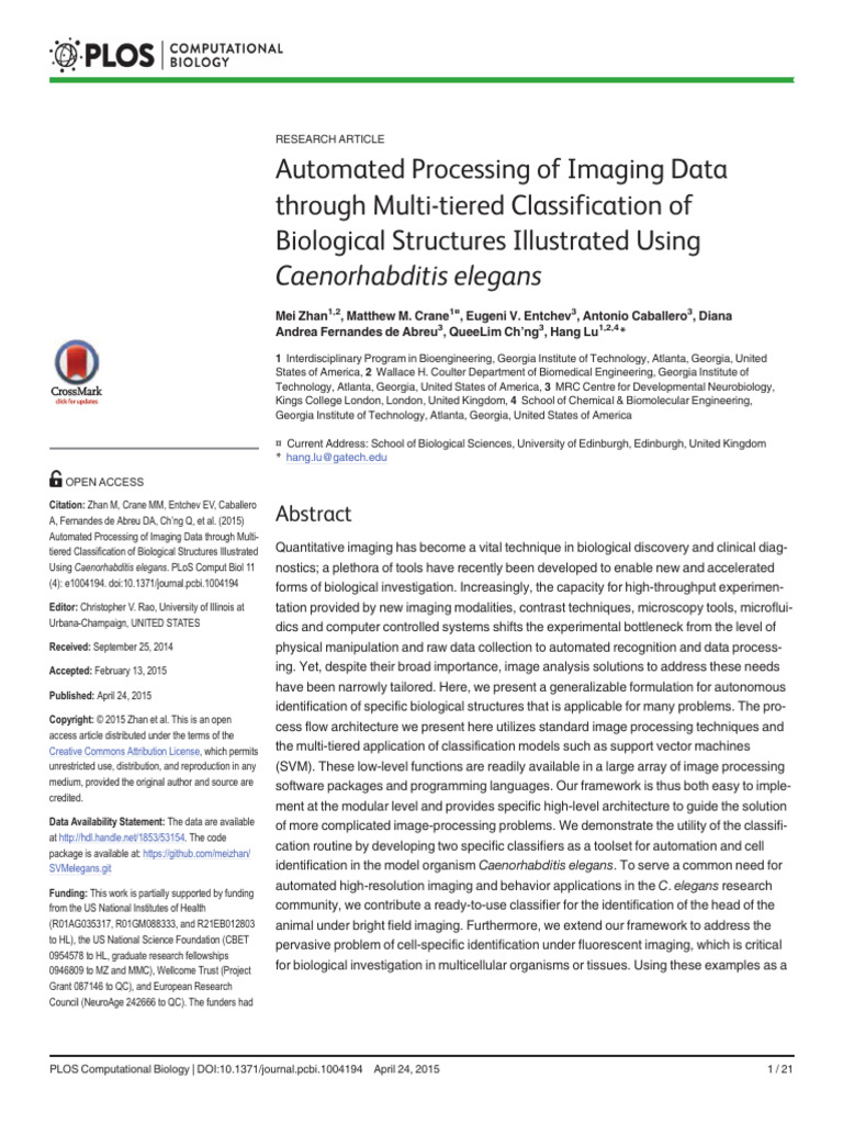 Automated Recognition and Analysis of Head Thrashes Behavior in C ...
