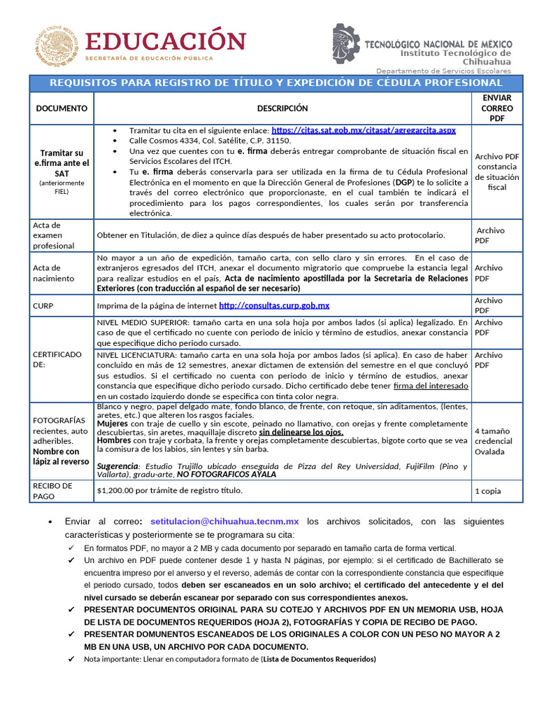 Requisitos para Registro de Título Profesional | PDF | Certificado de nacimiento