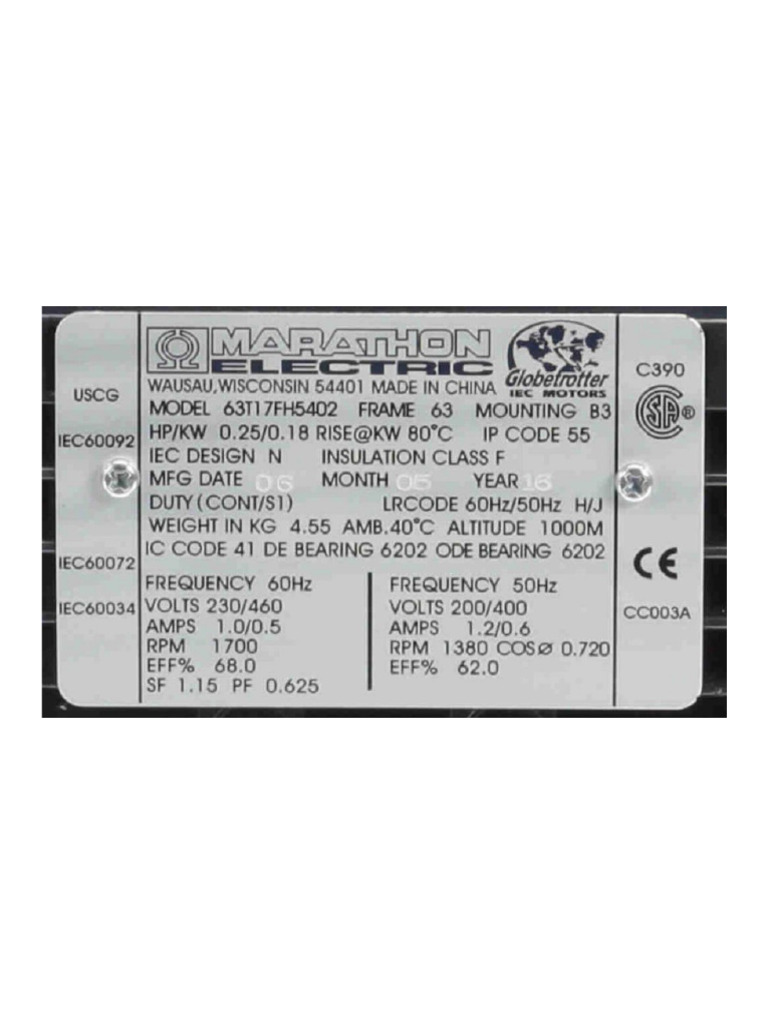 Placa de Datos Motor | PDF | Energia electrica | Motores