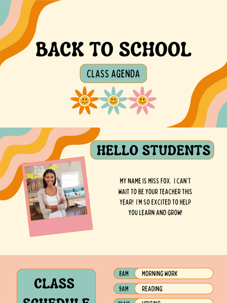 Retro Pink Orange Blue Back To School Presentation | PDF