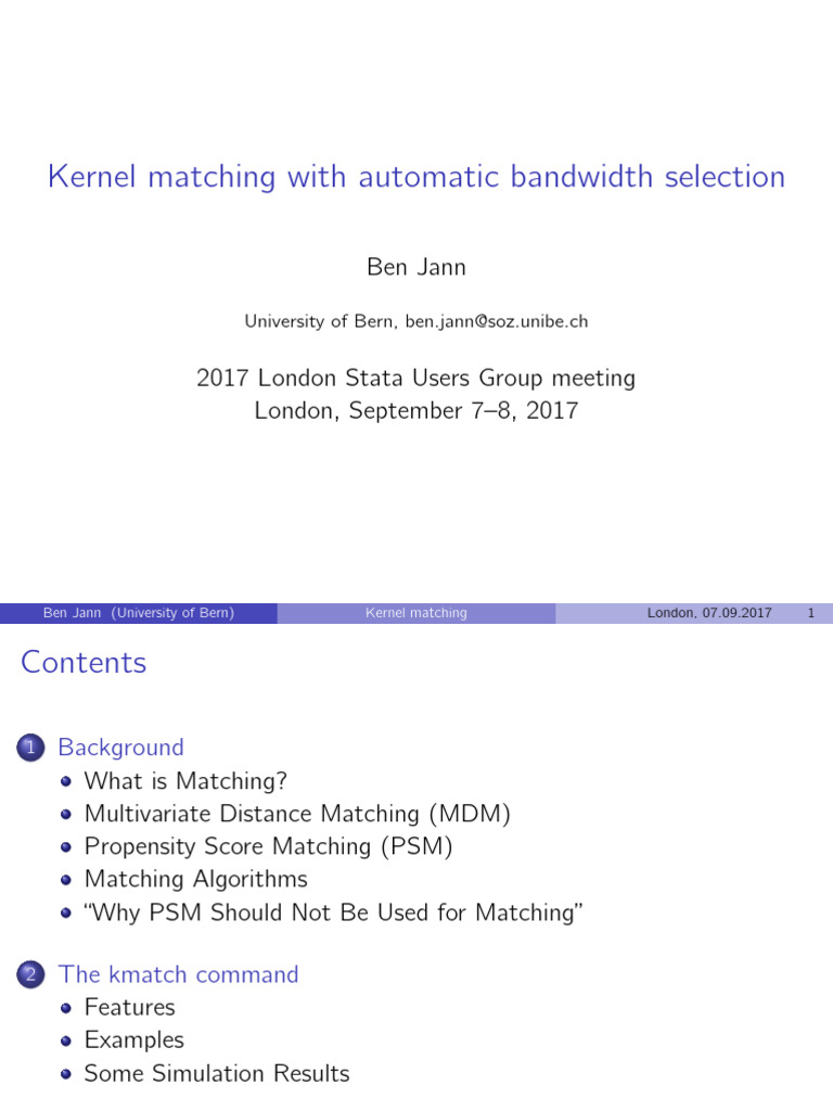 Kernel Matching | PDF | Statistical Theory | Statistical Inference