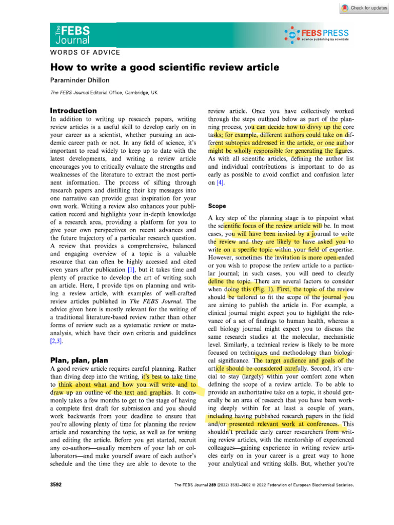 How To Write A Sci Rev Article | PDF