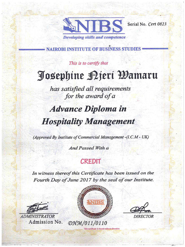 Josephine - Diploma Certificate | PDF