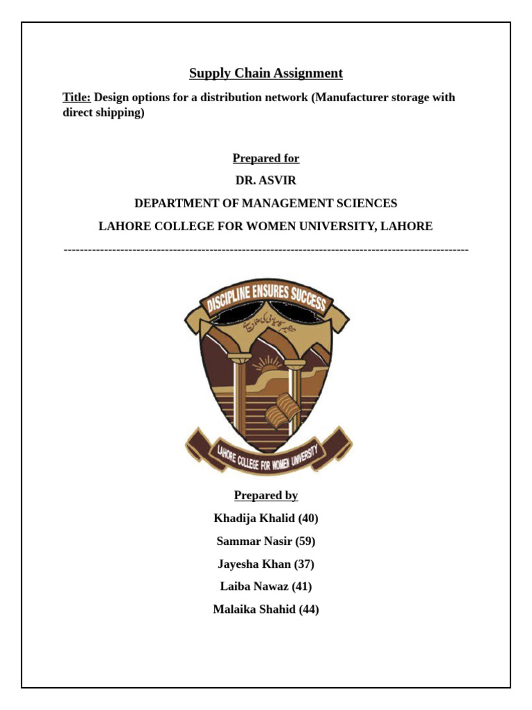 Supply Chain Assignment | PDF | Warehouse | Supply Chain