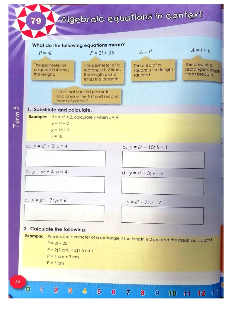 Algebraic Equations in Context Area and Perimeter | PDF