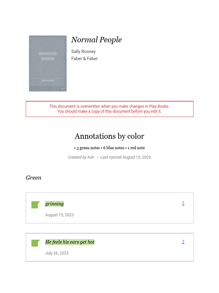Notes From - Normal People | PDF