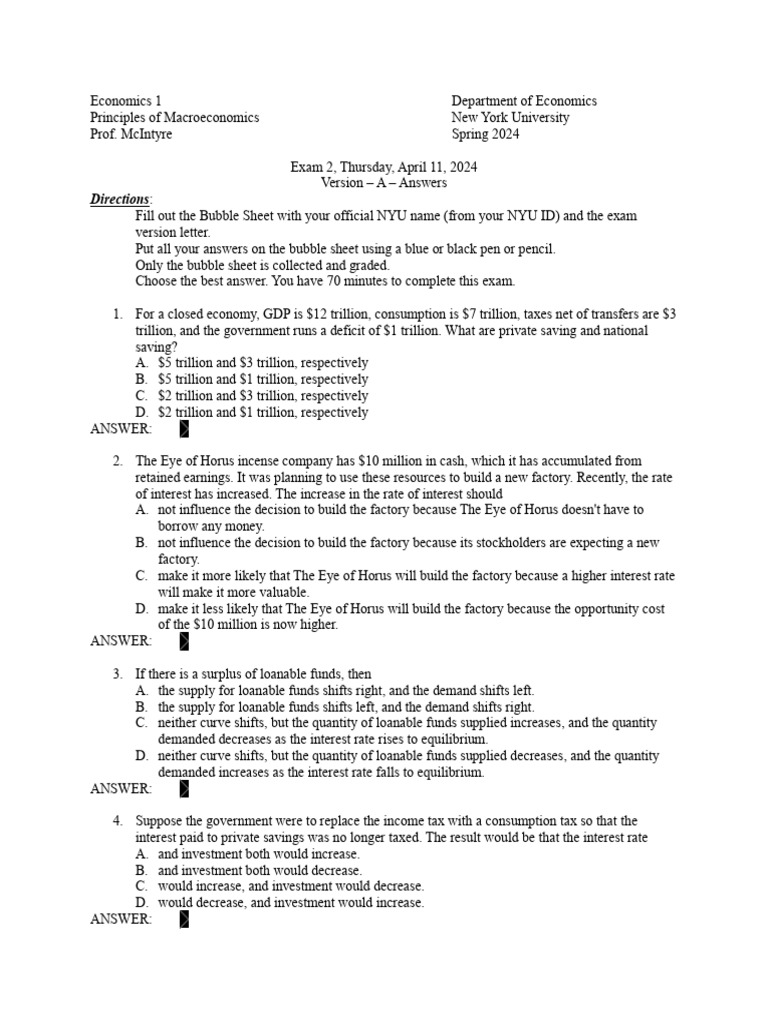 exam2 | PDF | Money Supply | Interest
