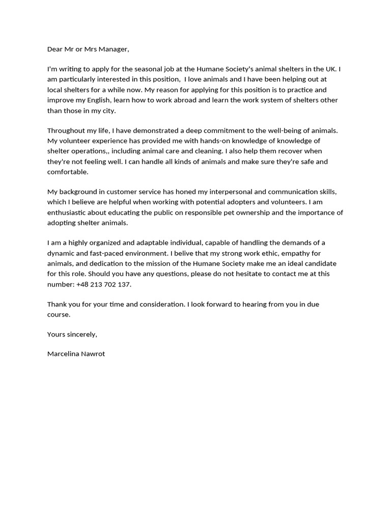 Angielski List Motywacyjny | PDF