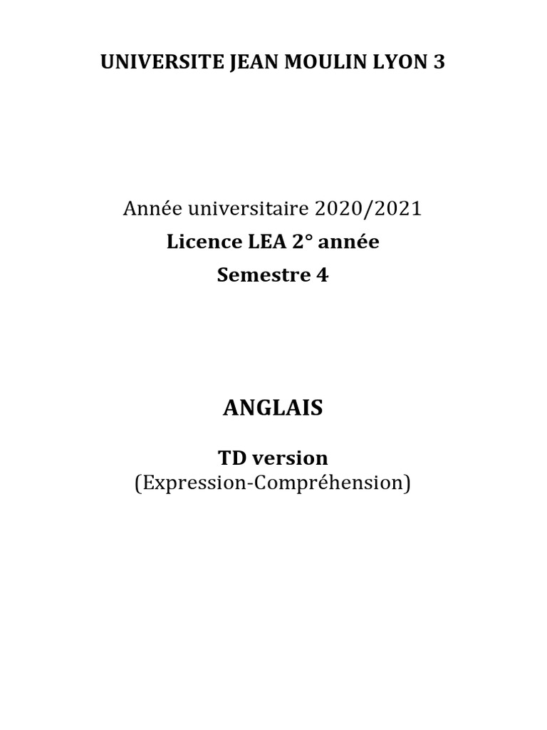 Fascicule Version LEA 2 2020-2021 S4 | PDF | Dictionary | Facebook