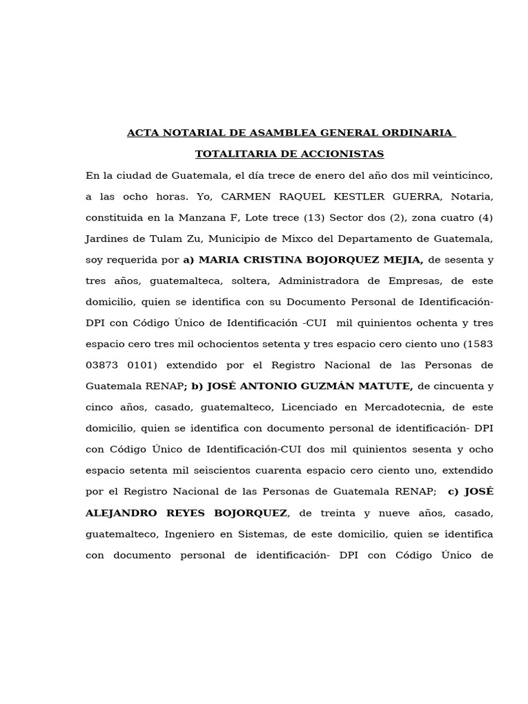 Acta de Asamblea General Ordinaria | PDF | Guatemala