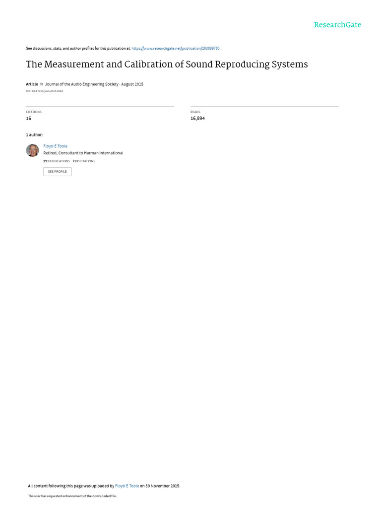 Toole Measurementand Calibration 2015 | PDF | Loudspeaker ...
