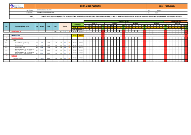 LOOK A HEAD PLANNING - LEV. DE OB. CECF - Sem. 42 (1) | PDF